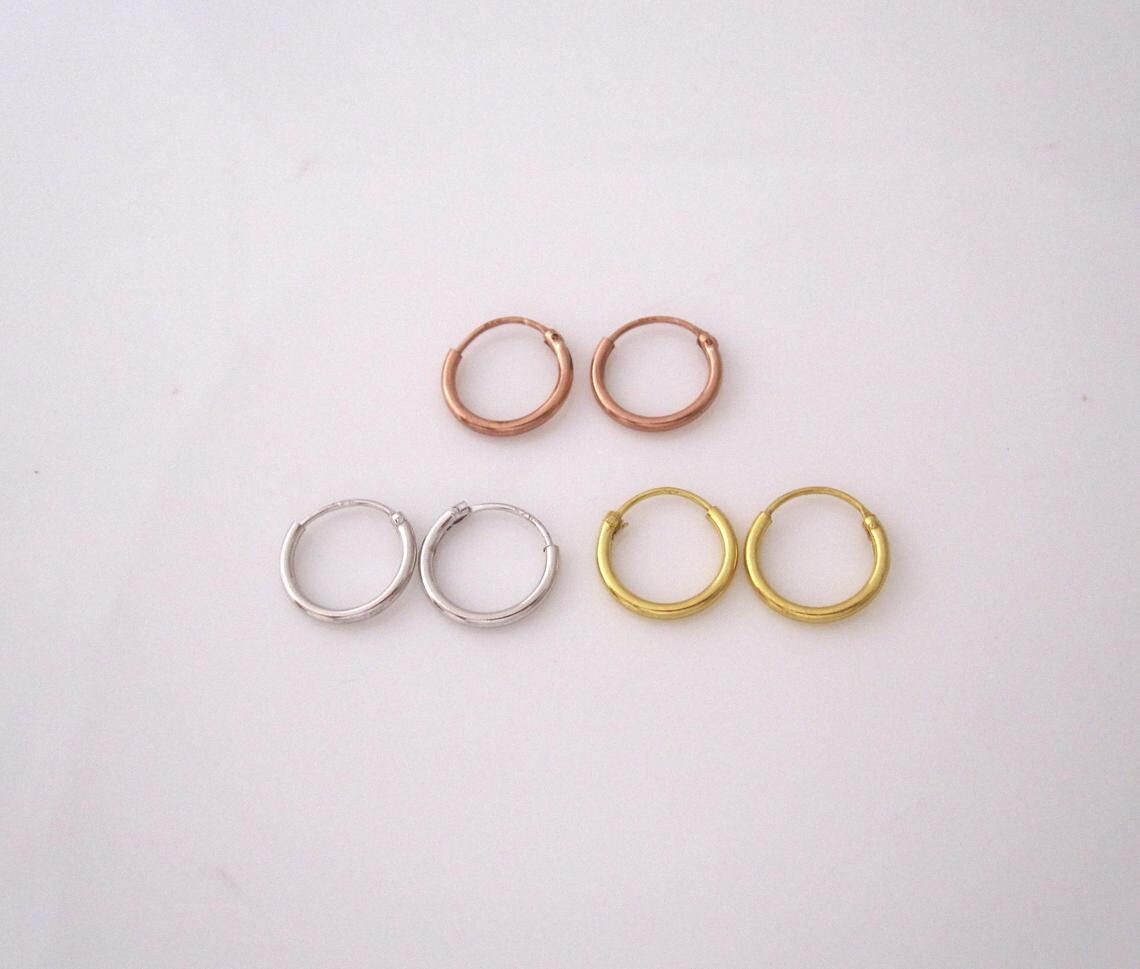 A Pair of Small 10mm Sleepers in Sterling Silver Yellow Gold | Etsy