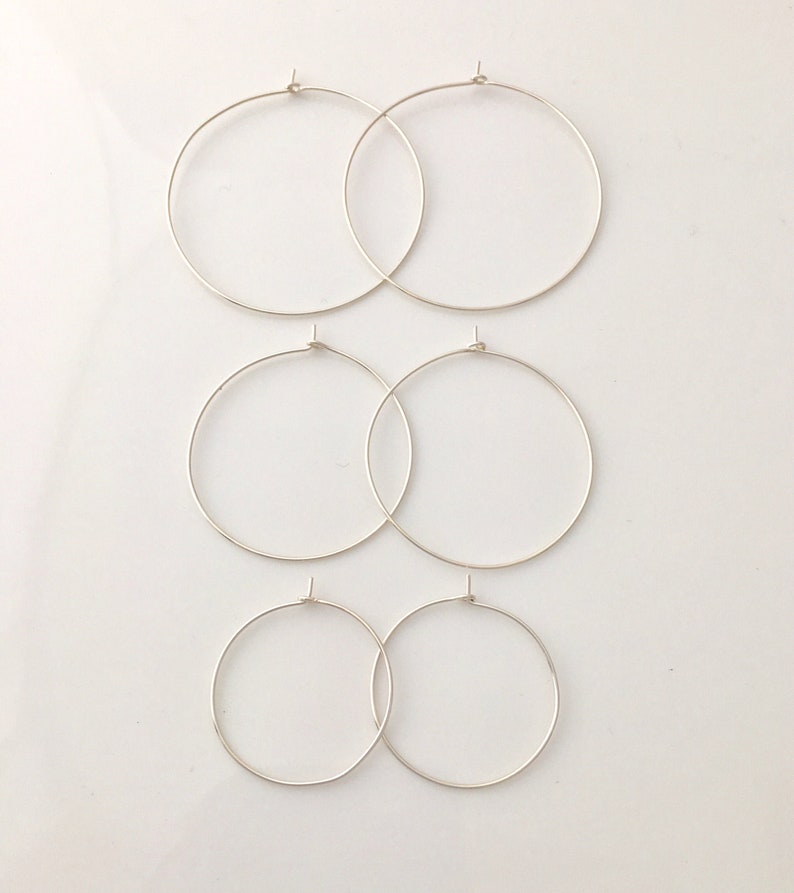 Thin Wire Hoops in Solid Sterling Silver Yellow or Rose Gold - Etsy