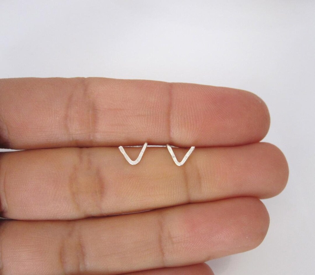 Chevron V Shape Small Hammered Sterling Silver, Yellow or Rose Gold ...