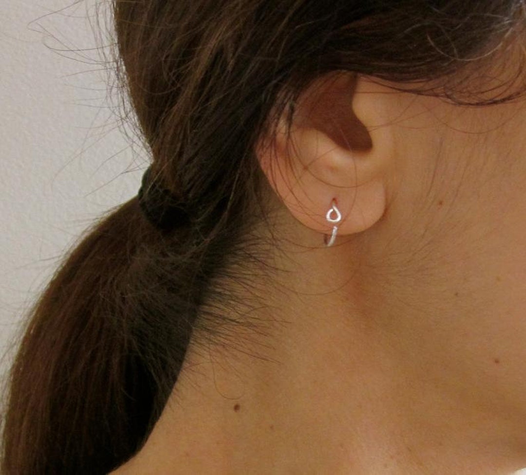 A Pair of Small Teardrop Wire Sleepers in Sterling Silver, Yellow or ...