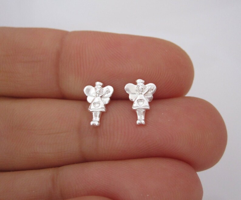 A Pair of FAIRY Girl Sterling Silver Stud Earrings Girls - Etsy