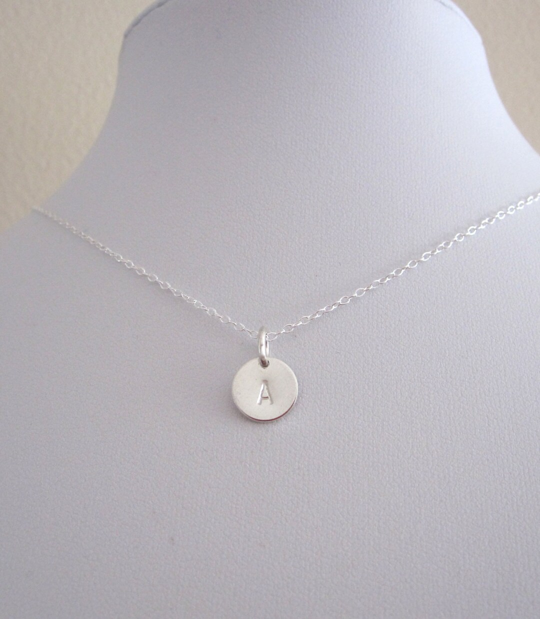 Monogram Letter Initial Stamped Round Small Disc Charm Sterling Silver ...