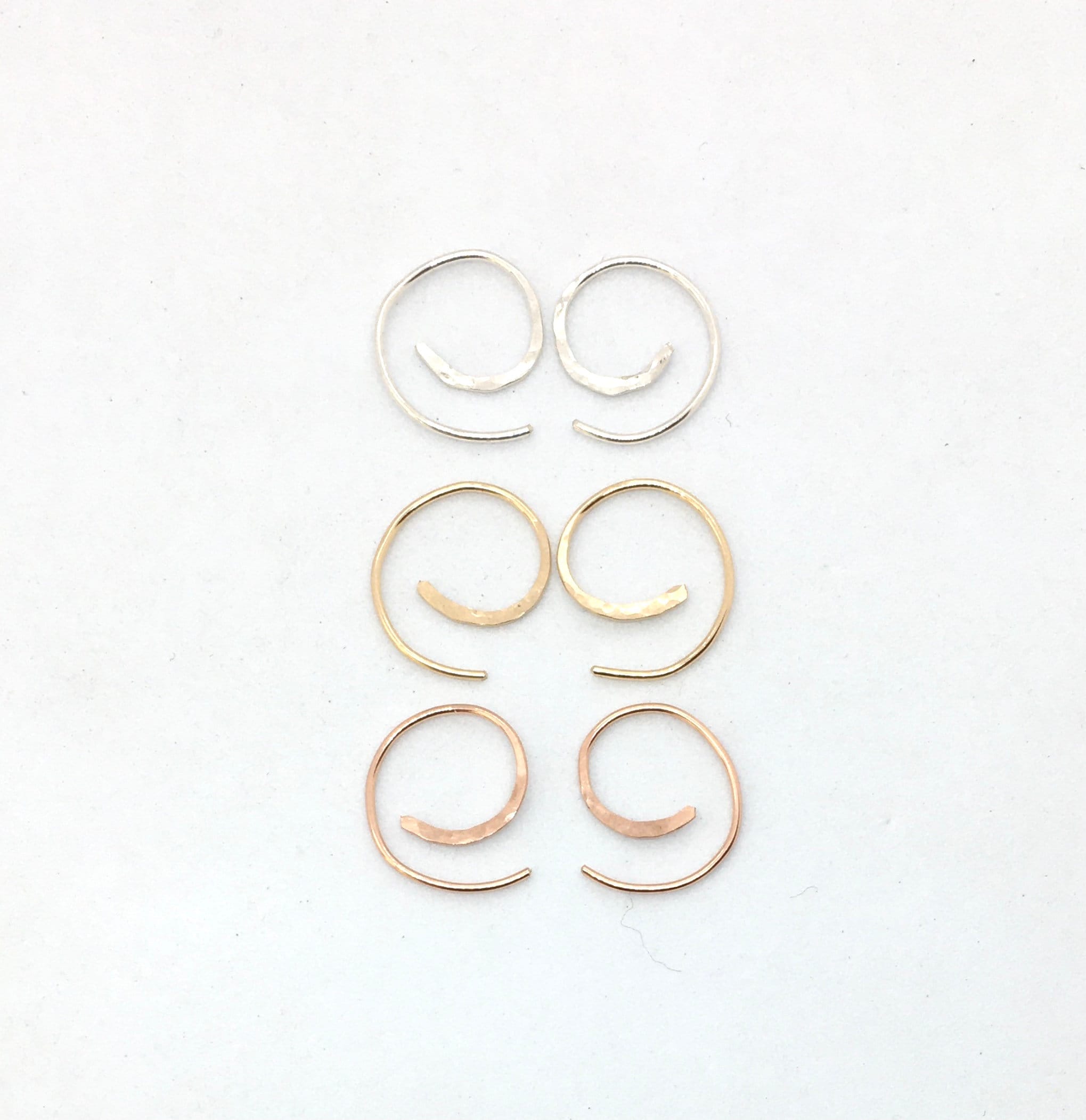 A Pair of Small Swirls Sterling Silver 14K Yellow Gold or - Etsy