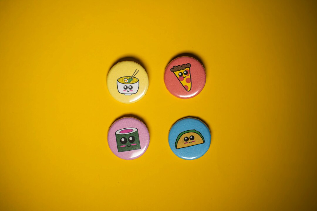 Kawaii Foods Snack Pack 1 Inch Button Pins 4 Pack - Etsy