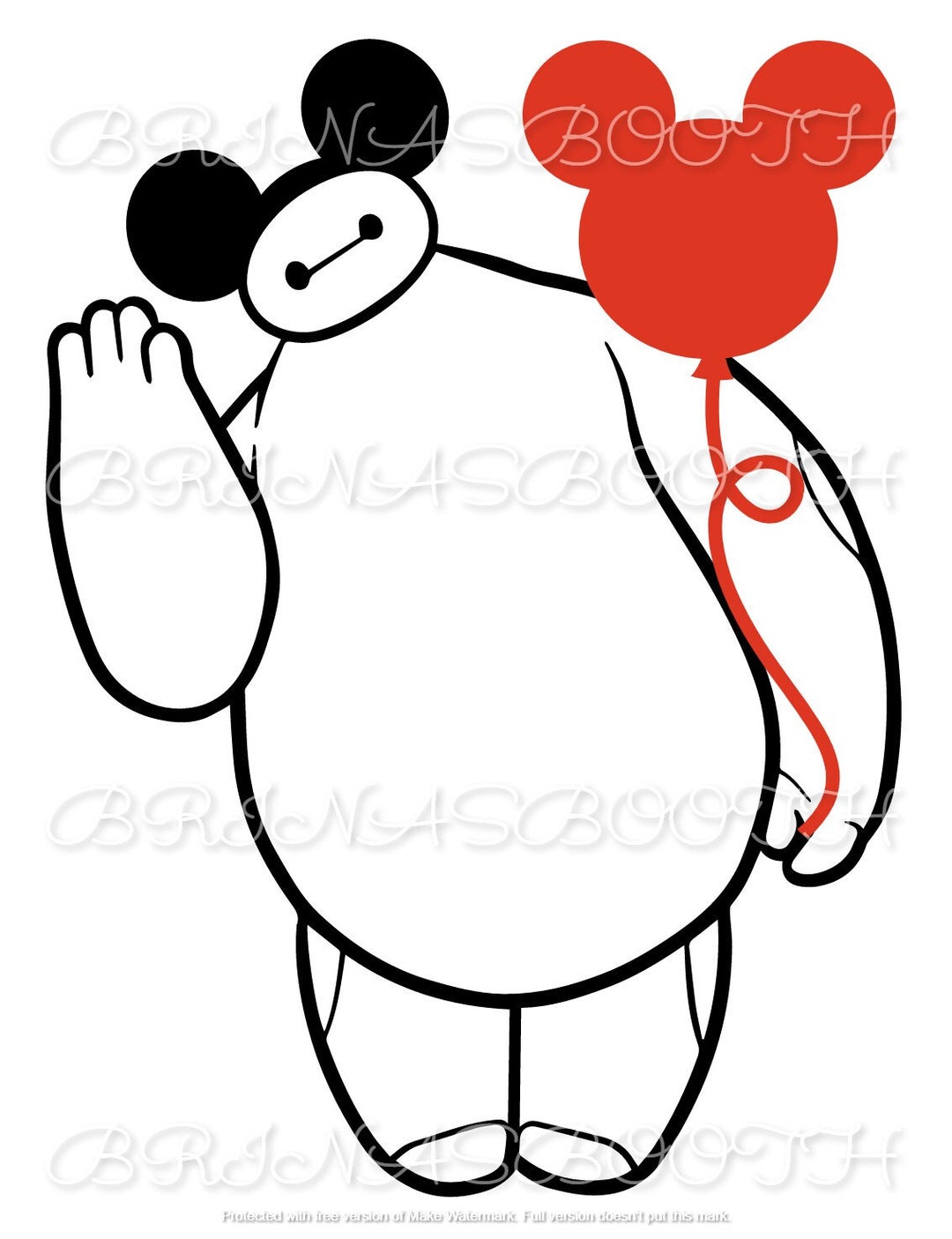 Big Hero 6 Baymax With Mickey Ears and Balloon SVG - Etsy