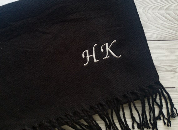 Embroidered Personalised Scarf With Initial or Name Monogram | Etsy UK