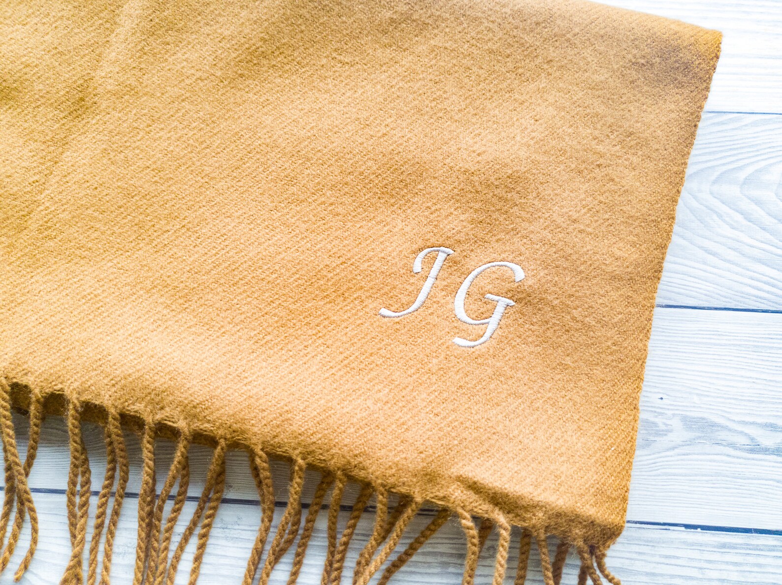 Personalized Embroidered Tassel Scarf, Monogrammed Acrylic Scarf - Etsy UK