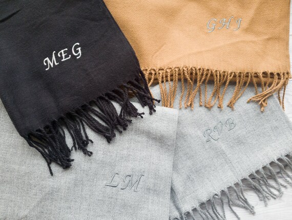 Embroidered Personalised Scarf with initial or name Monogram | Etsy
