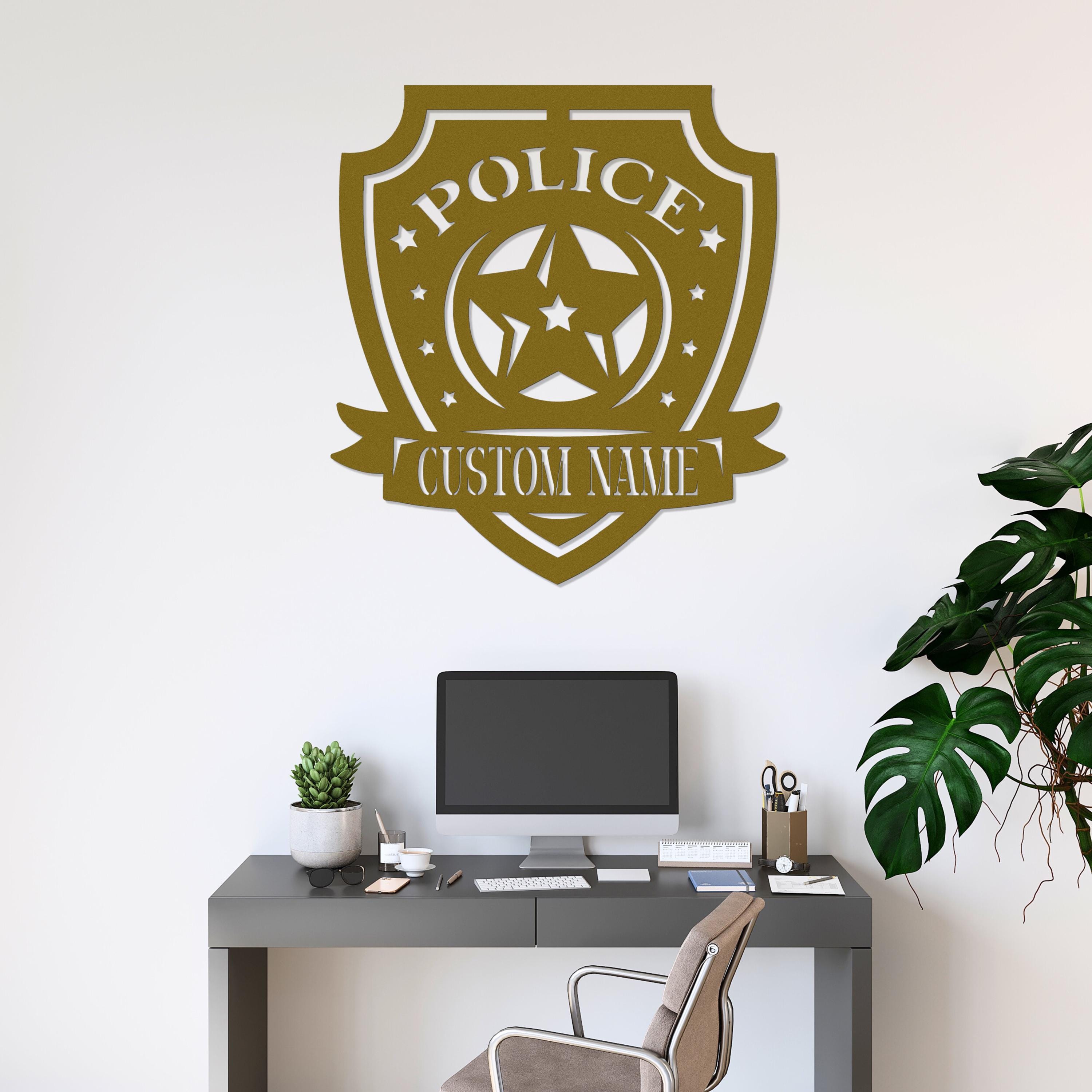 Custom Police Badge Metal Sign Personalized Officer Wall Decor Law ...