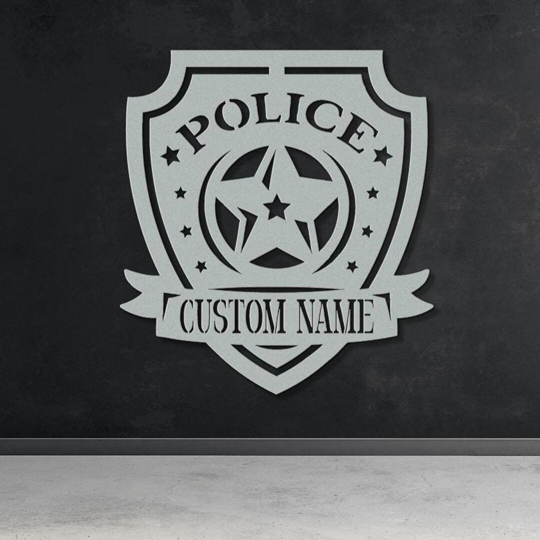 Custom Police Badge Metal Sign Personalized Officer Wall Decor Law ...