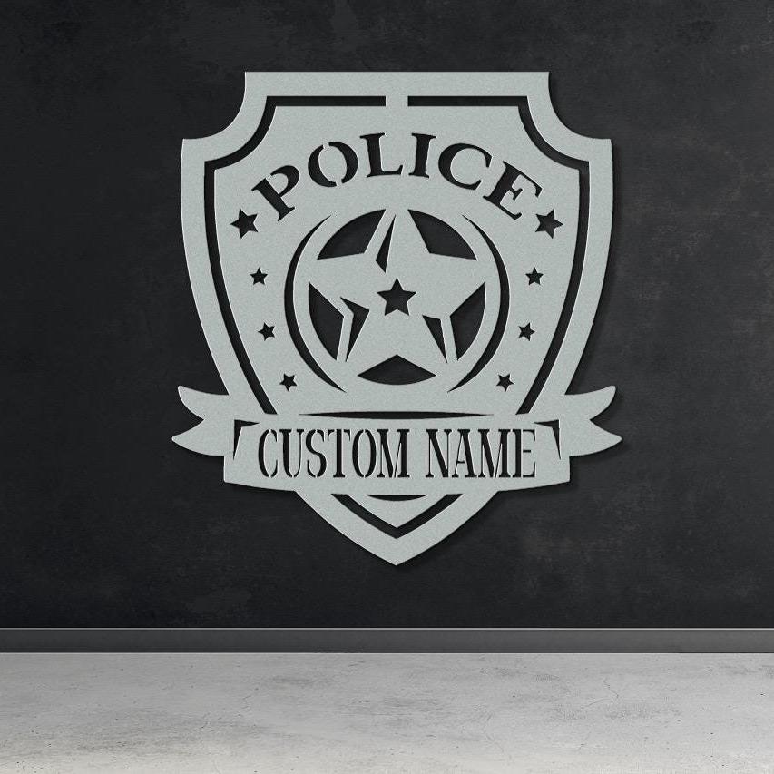 Custom Police Badge Metal Sign Personalized Officer Wall Decor Law ...