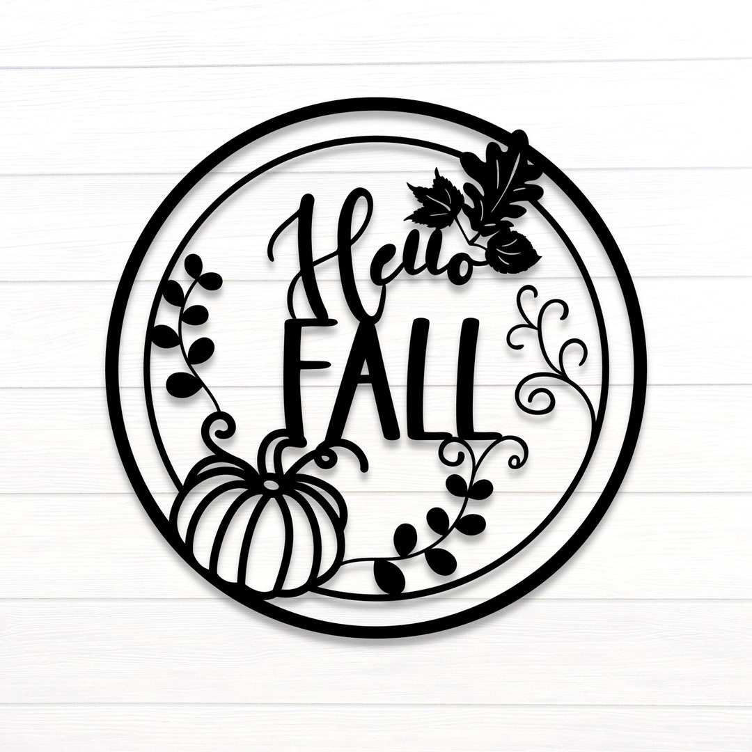 Hello Fall Metal Sign: Autumn Wreath, Fall Wall Art - Etsy
