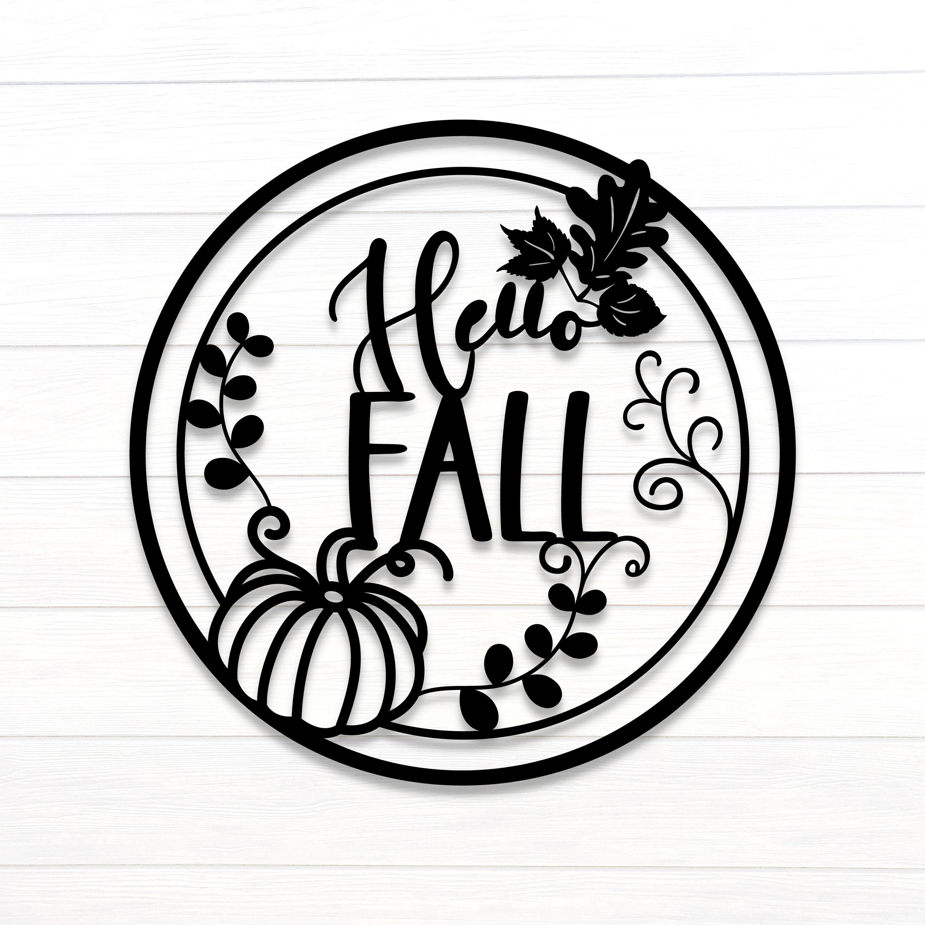 Hello Fall Fall Metal Sign Fall Wall Art Hello Fall Door - Etsy