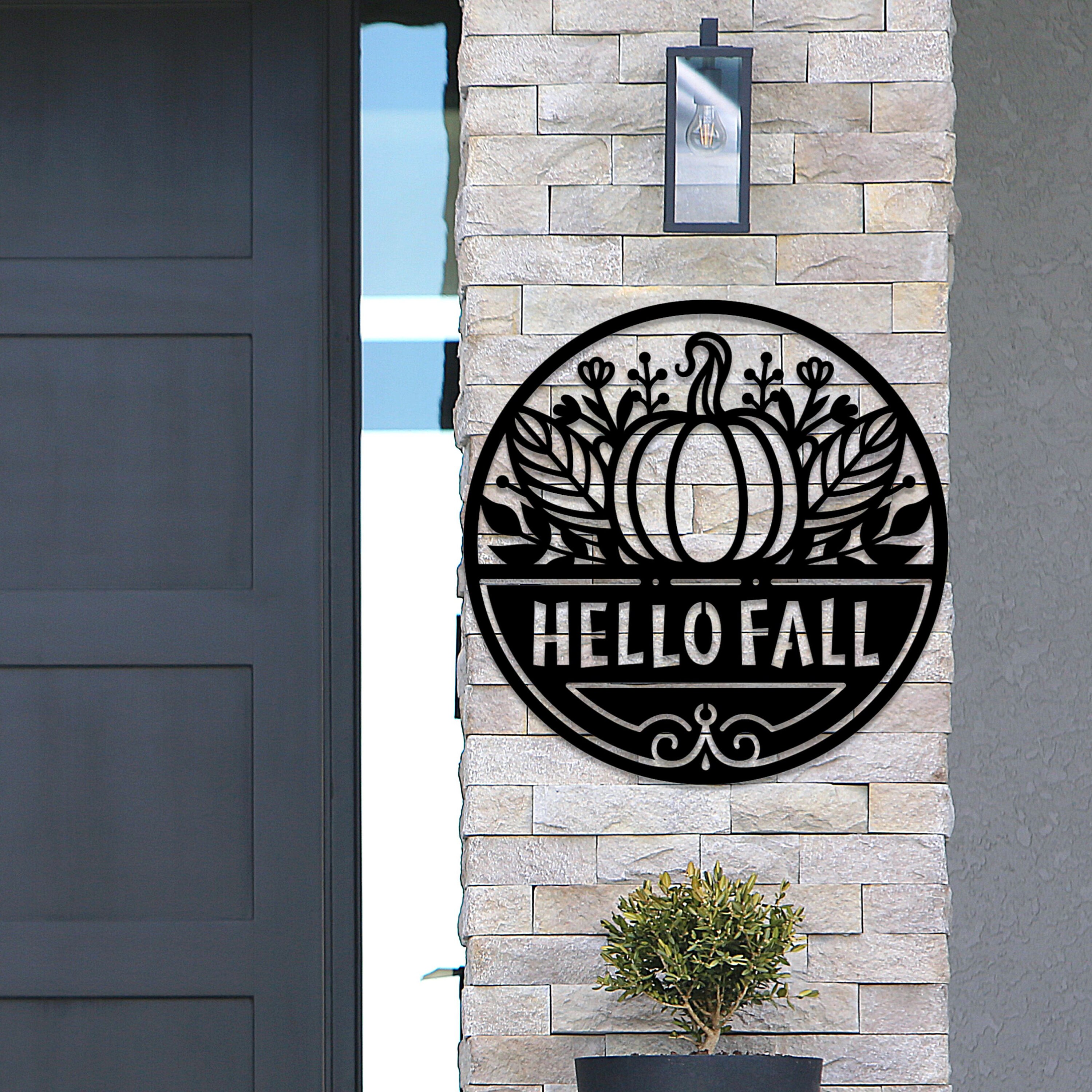 Hello Fall | Fall Metal Sign | Fall Wall Art | Hello Fall Door Hanger ...