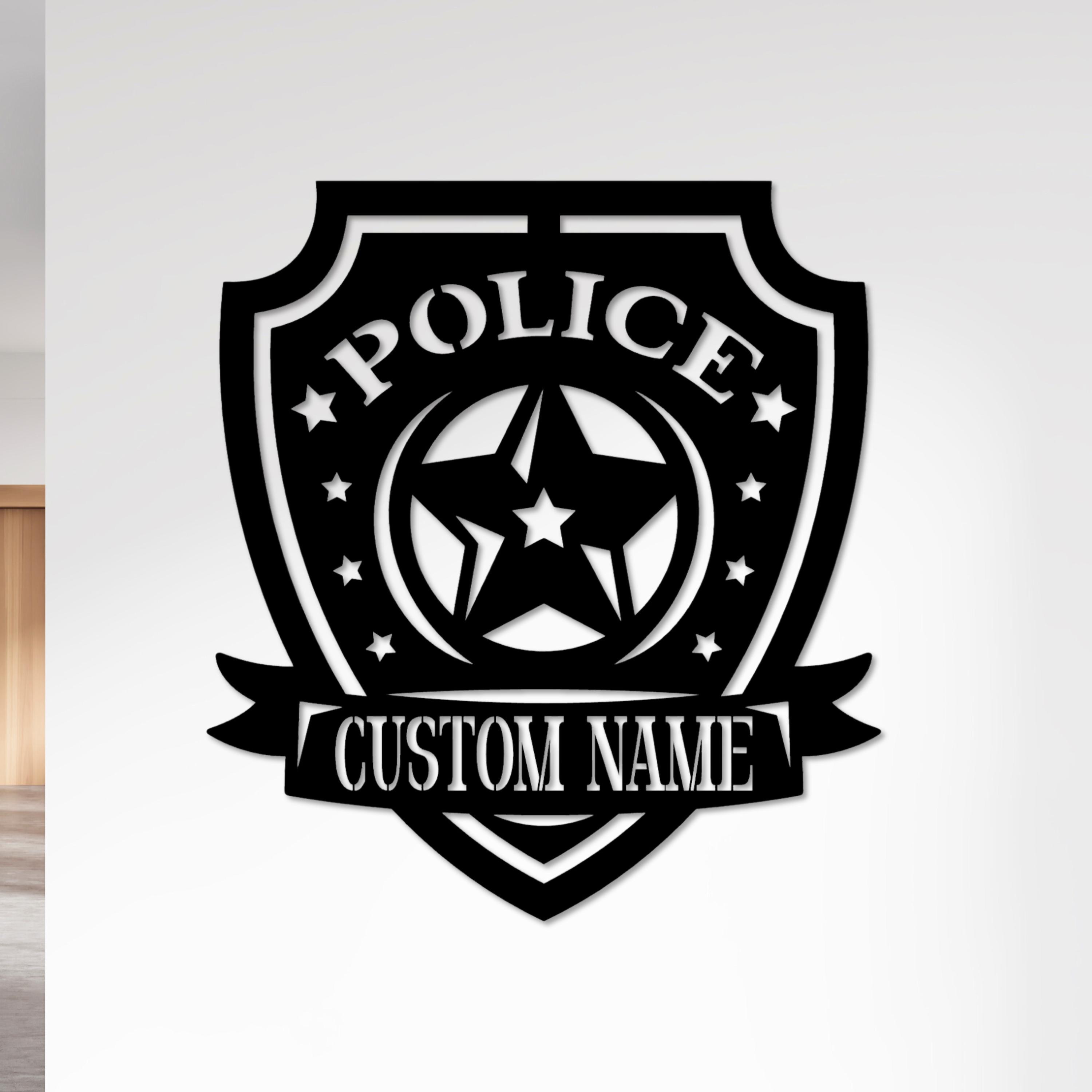 Custom Police Badge Metal Sign Personalized Officer Wall Decor Law ...