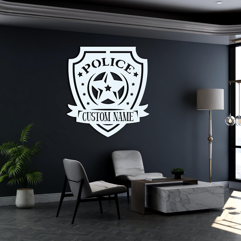 Custom Police Badge Metal Sign Personalized Officer Wall Decor Law ...