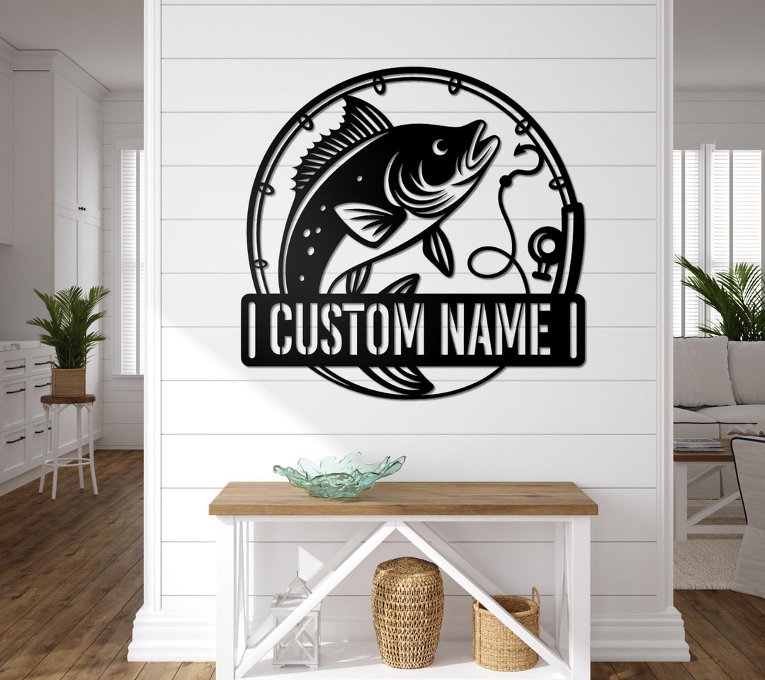 Custom Fishing Name Metal Sign Personalized Fishing Wall Art Custom ...