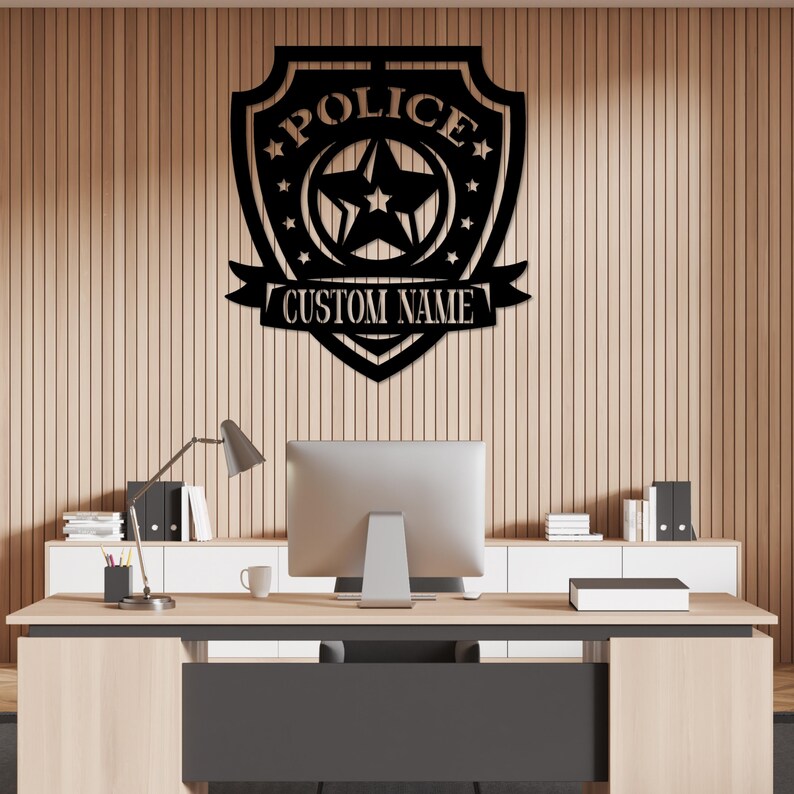 Custom Police Badge Metal Sign Personalized Officer Wall Decor Law ...