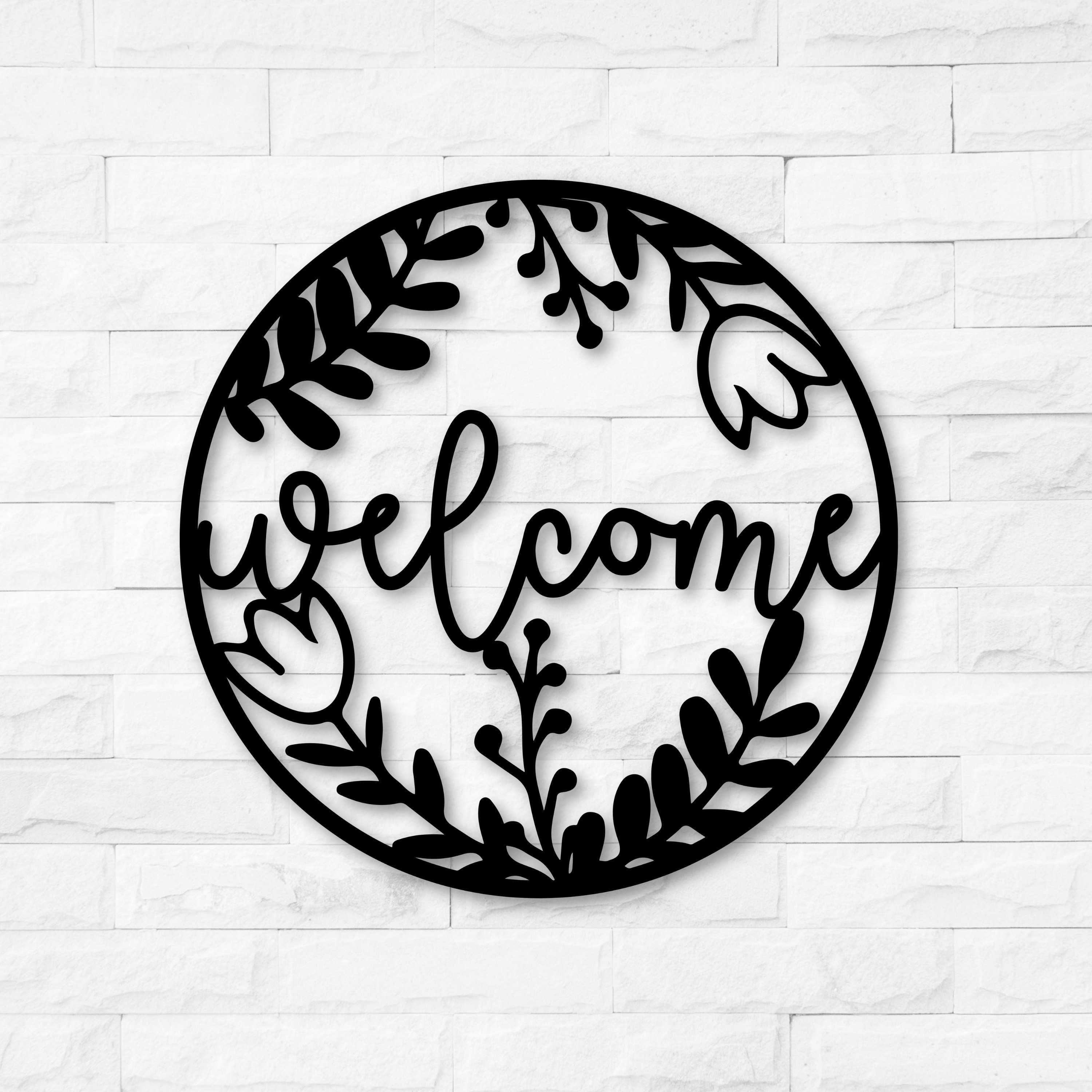 Floral Metal Welcome Sign: Laser Cut Porch Decor - Etsy