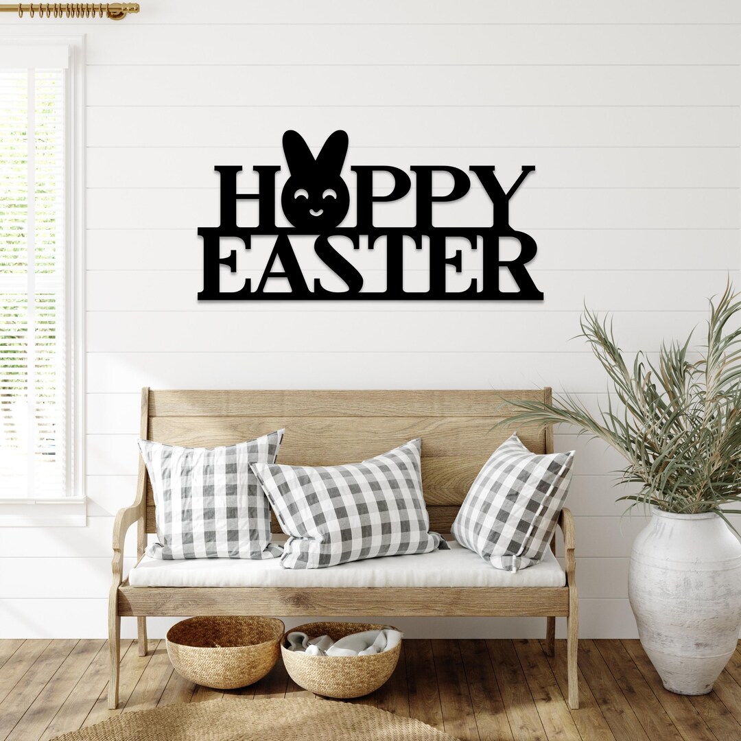Hoppy Easter | Easter Sign | Metal Easter Sign | Metal Home Decor ...