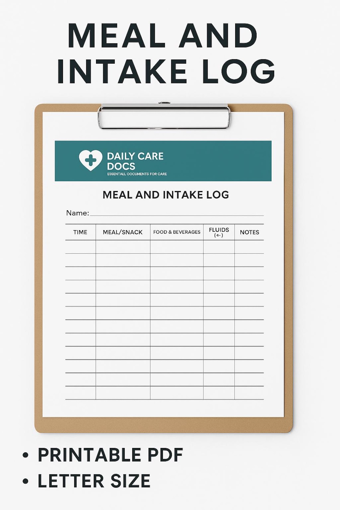 Meal & Fluid Intake Log – Printable Daily Nutrition Tracker - Etsy