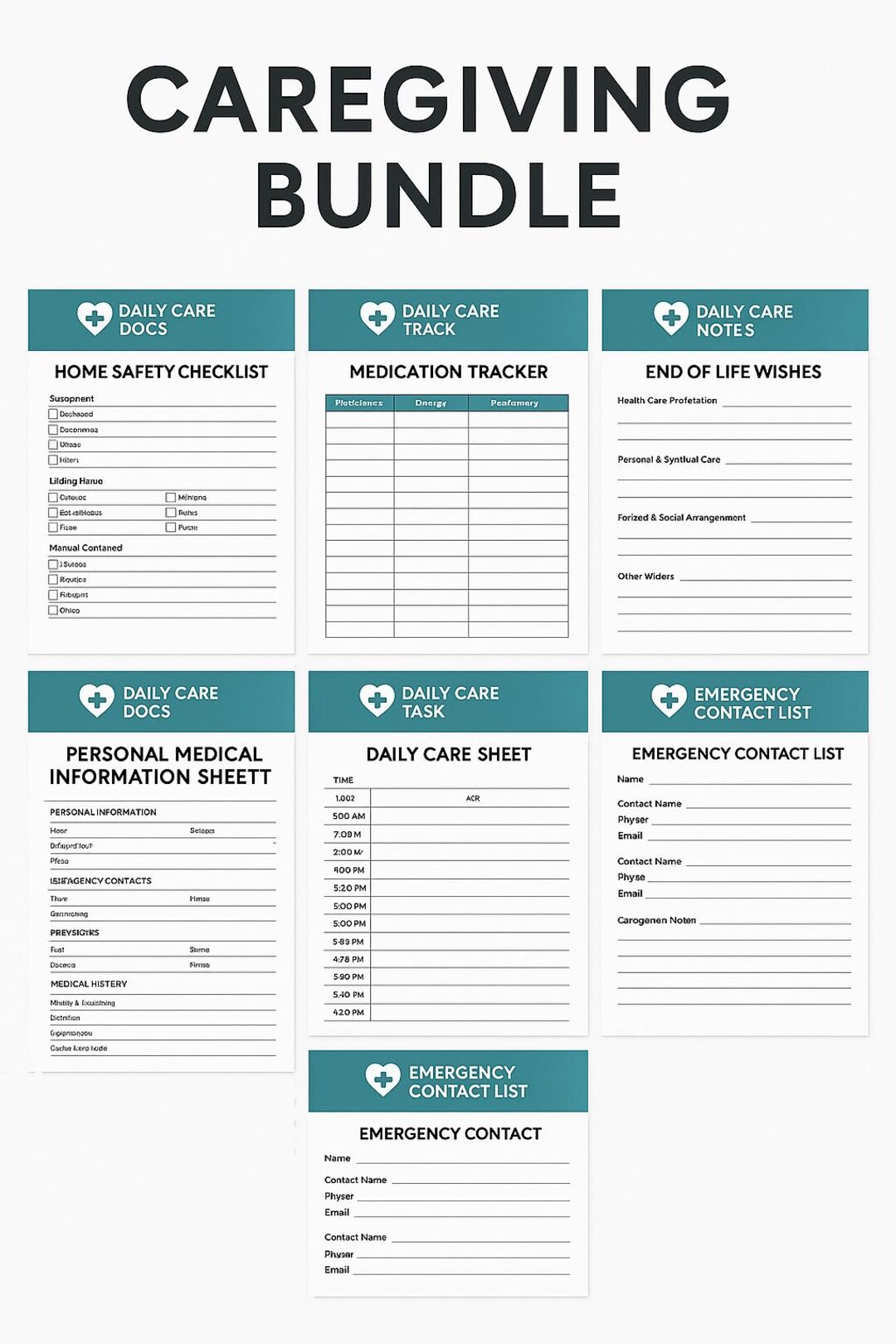Senior Care Printable Bundle – 7 Essential Caregiver Templates by Daily ...