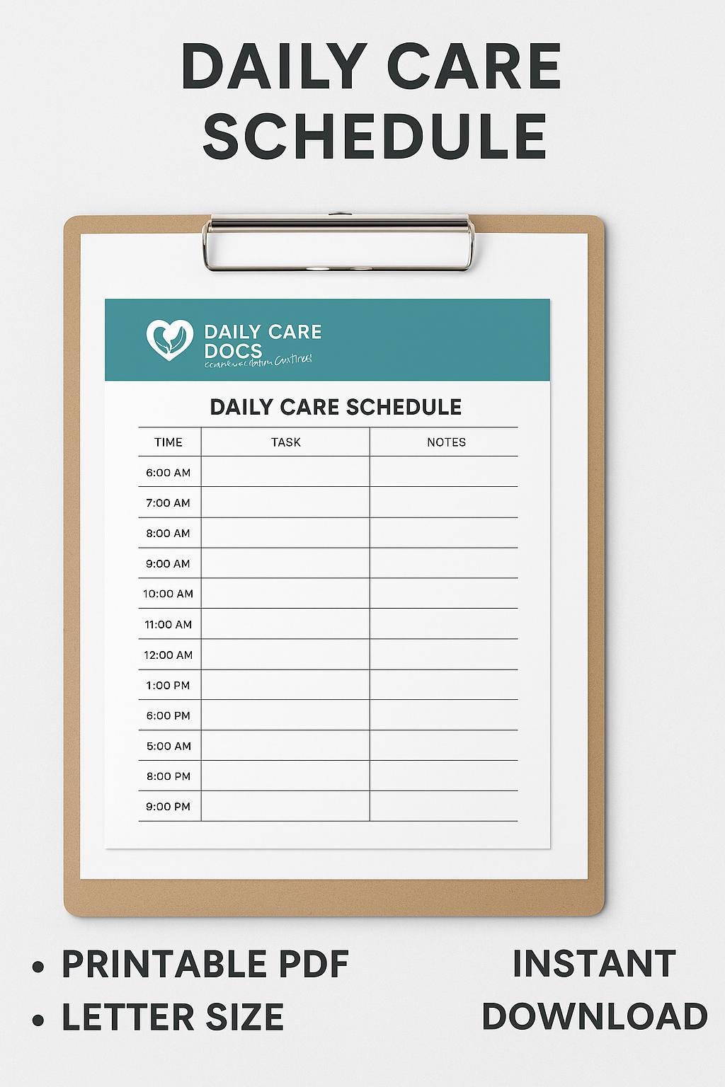 Daily Care Schedule Template – Printable PDF Planner for Elder Care ...