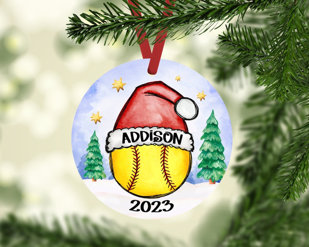 Softball Christmas Ornaments Personalized Kids Christmas Ornaments ...