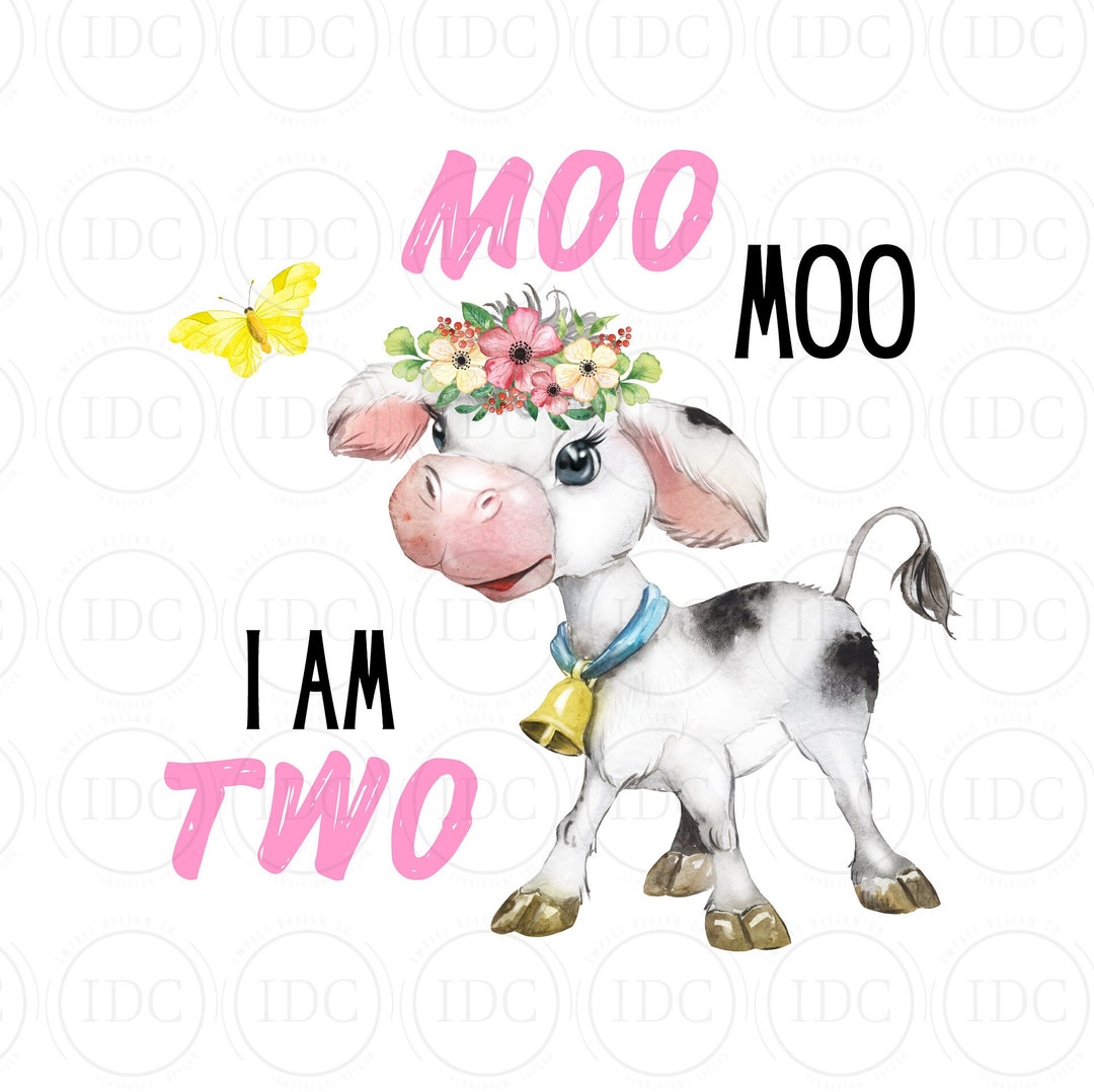 Cow Birthday 2nd Birthday Farm Party PNG Watercolor Digital Download ...