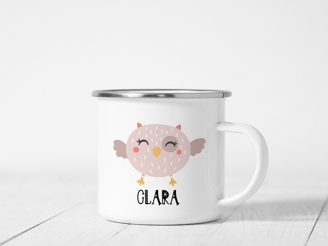 Pink Owl Mug Kids Mugs Personalized Bird Kids Mug Woodland Animal Mug ...