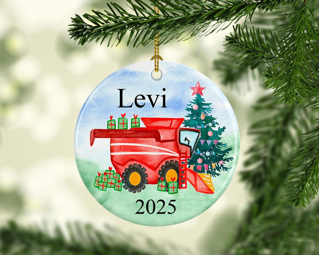 Farm Combine Christmas Ornaments Red Combine Farm Personalized ...