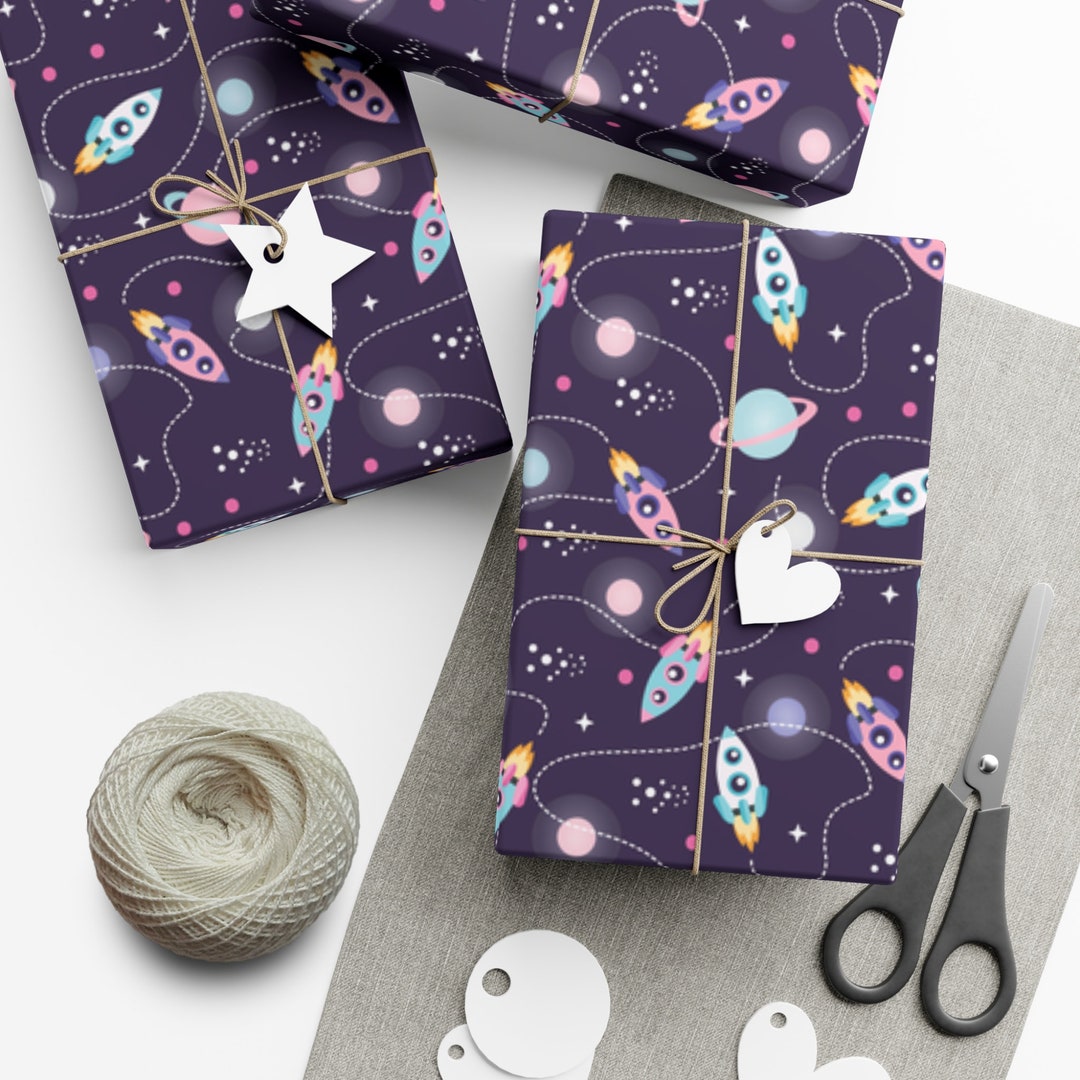 Space Gift Wrapping Roll Cute Space Galaxy Gift Wrap Papers - Etsy