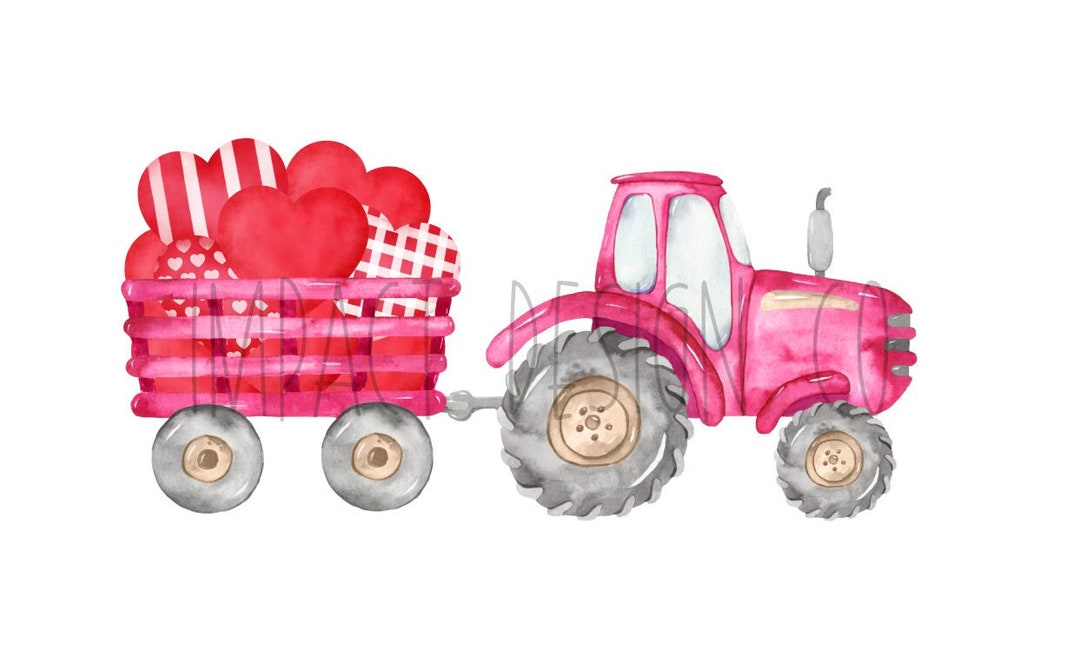 Valentines Day Tractor PNG Valentines Day PNG Pink Tractor PNG ...