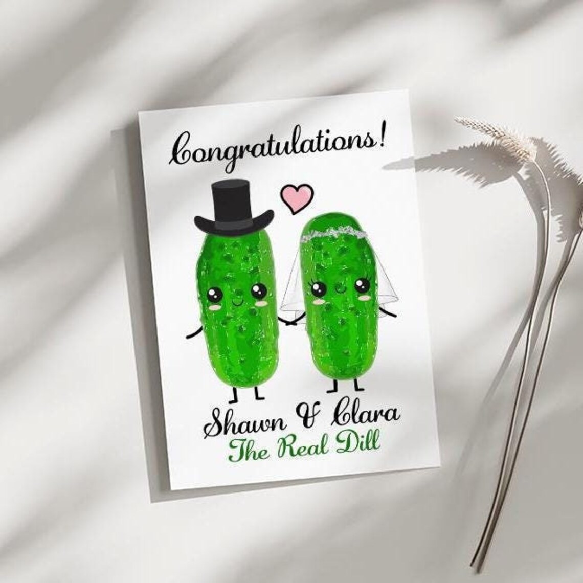 Wedding Gift Cards for Pickle Lovers, the Real Dill Personalized ...
