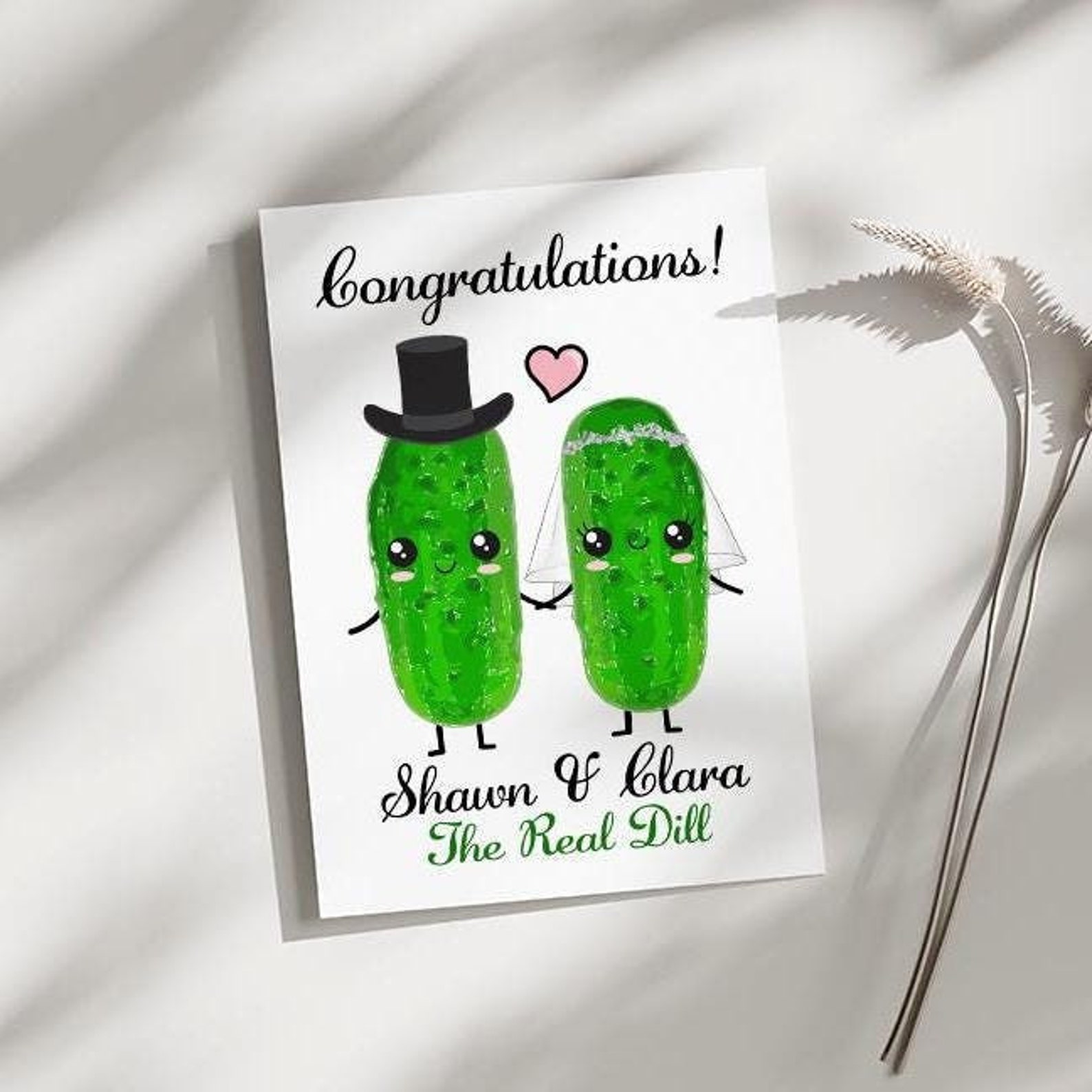 Wedding Gift Cards for Pickle Lovers, the Real Dill Personalized ...