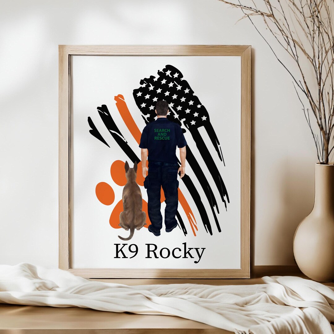 K9 Search and Rescue Gifts, Search Dog Personnel Custom Digital ...