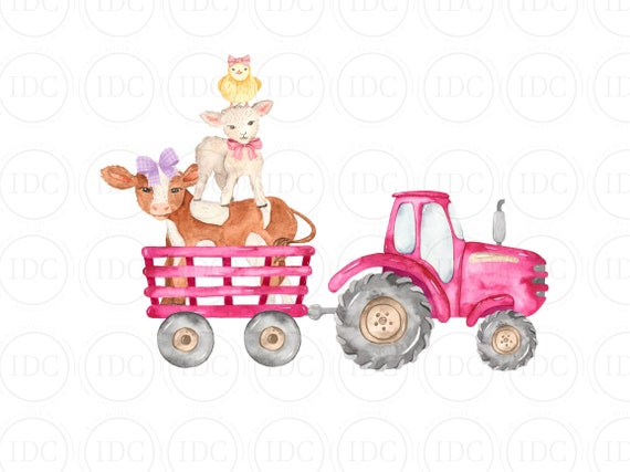 Pink John Deere Tractor Clipart