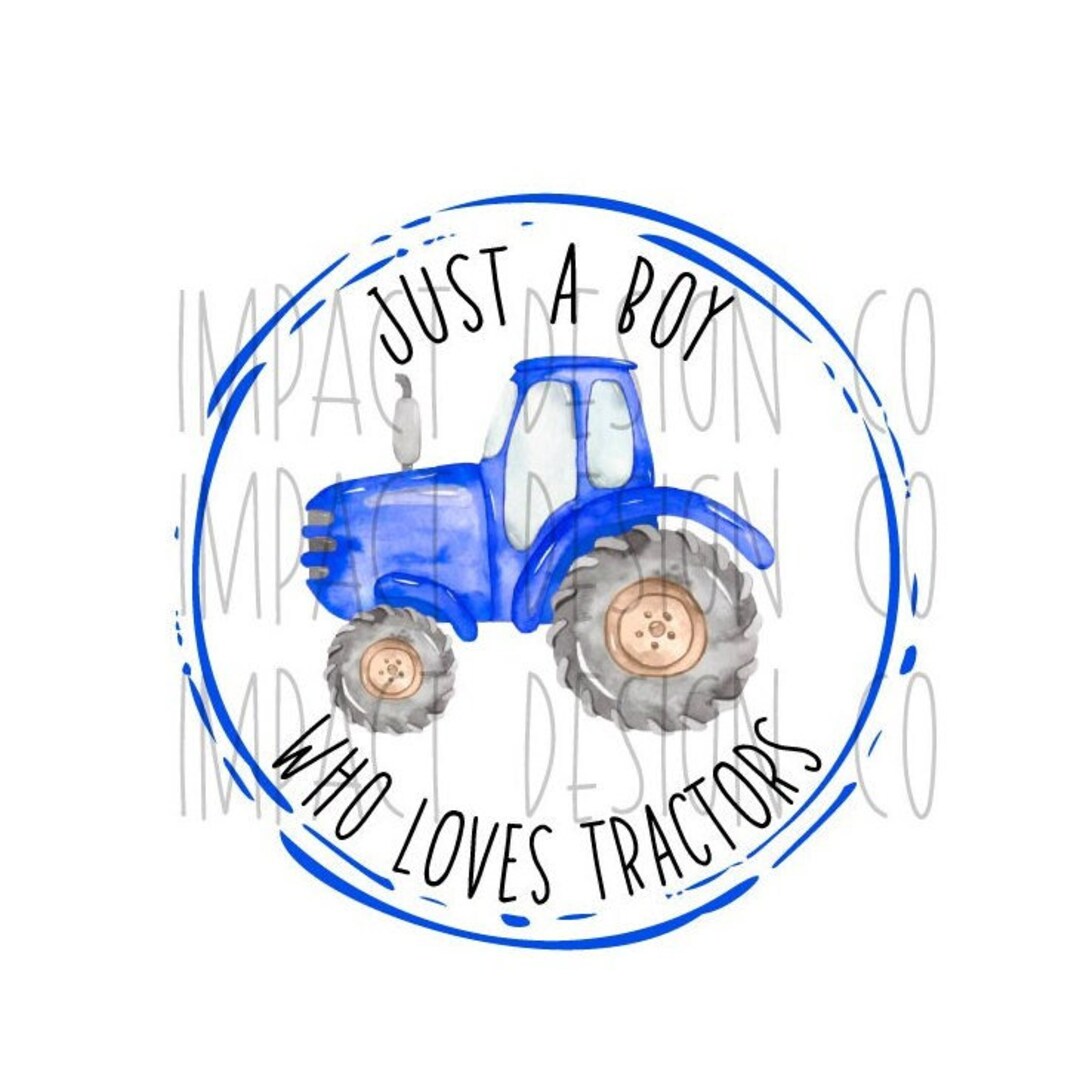 Kids Blue Tractor Watercolor PNG Blue Farm Tractor PNG Farm Party Just ...