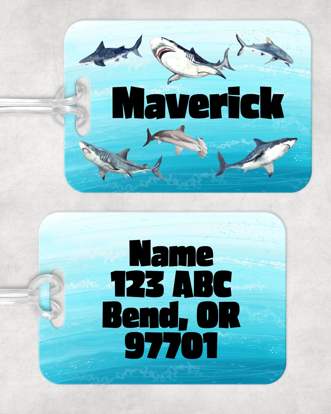 Shark Luggage Tag Kids Personalized Travel Bag Tag Personalized Gift ...