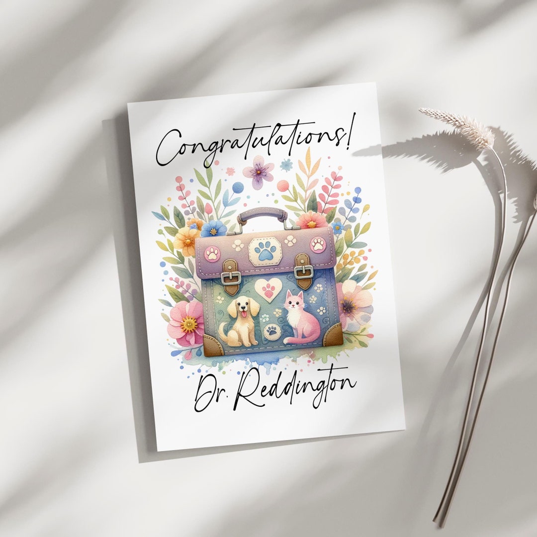 Veterinarian Graduation Card Personalized Keepsake Vet Tech Nurse ...