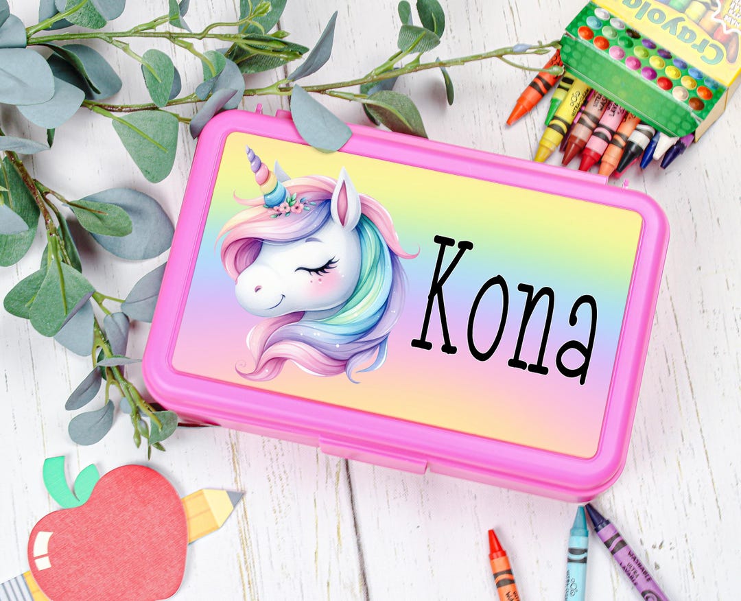 Rainbow Unicorn Pencil Box Personalized School Supplies Back to School ...