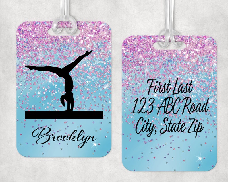 Kids Gymnastics Luggage Tag Gymnast Team Travel Bag Label Back to ...