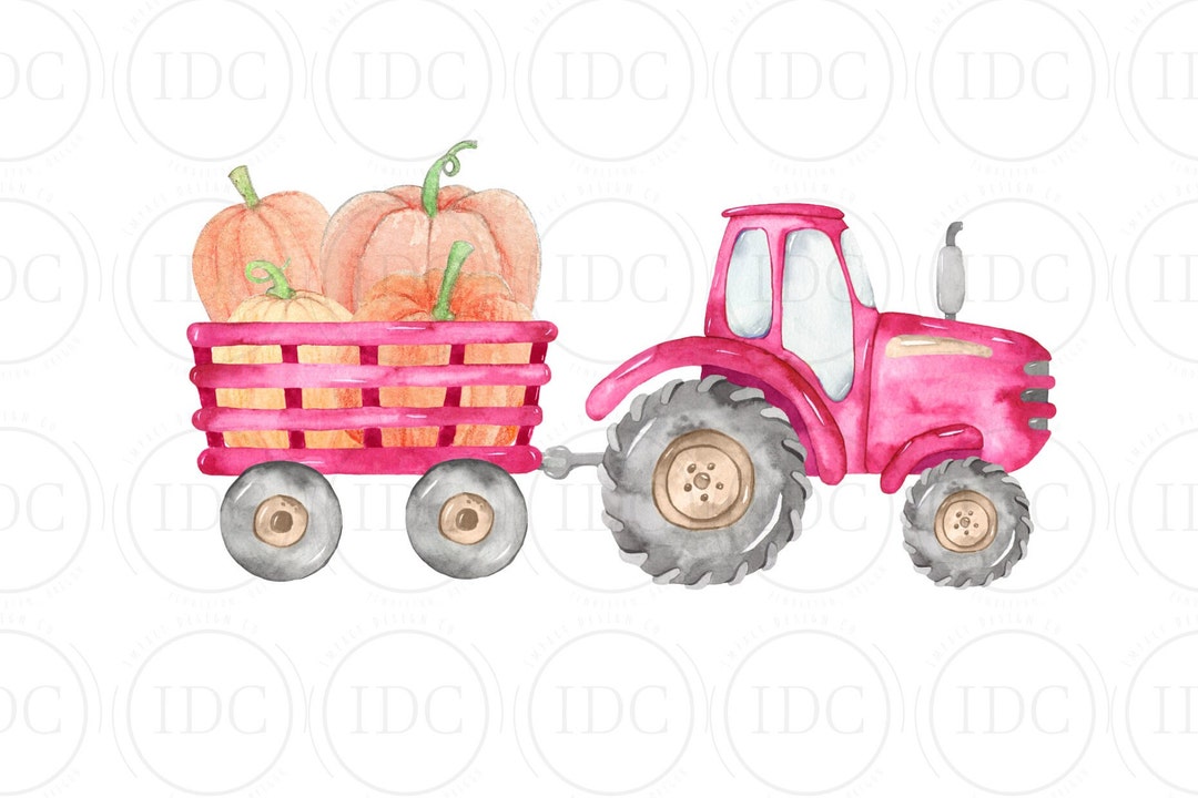 Pumpkin Tractor PNG Halloween Pumpkin PNG Pink Tractor PNG Thanksgiving ...