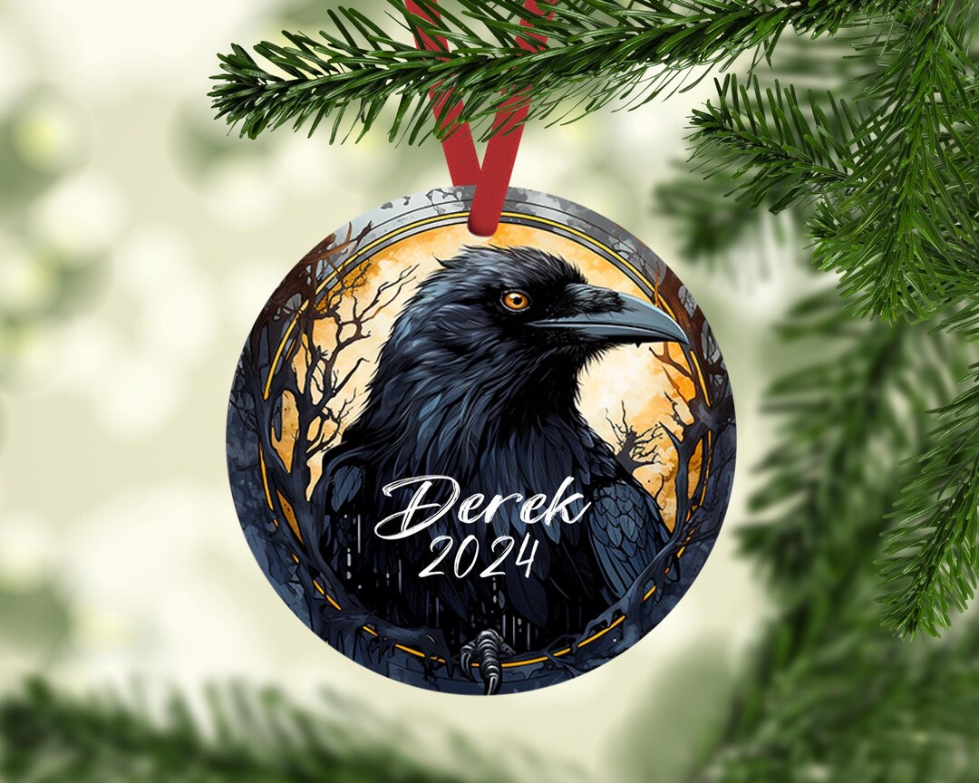Crow Christmas Ornaments Personalized Crow Ornaments Bird Stocking Tags ...