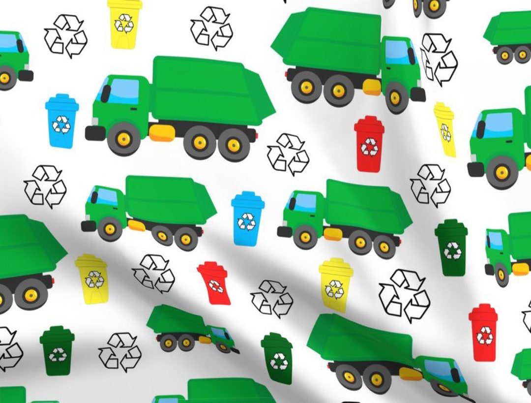 Garbage Truck Fabric Cotton Kids Fat Quarter Garbage Truck Fabric ...
