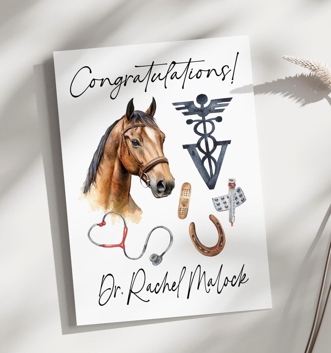 Personalized Veterinarian Graduation Card Keepsake Horse Vet Tech Nurse ...