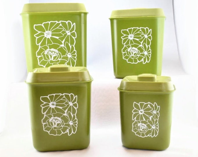 Vintage Green Nesting Canister Set of 4, Vintage Canister Set for ...