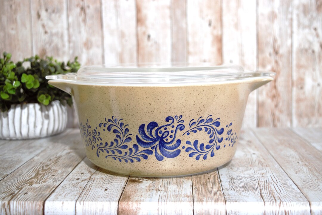 Vintage Pyrex Homestead Casserole Dish With Lid 474, Blue Floral, 1.5 ...