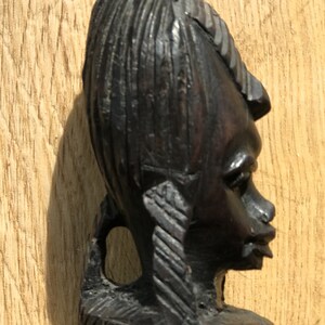 Miniature African Woman Figure, Vintage African Bust, Hand Carved Ebony ...