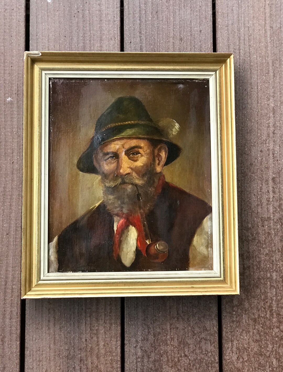 Antique Oil Painting on Canvas, Gentleman Portrait in Golden Frame ...